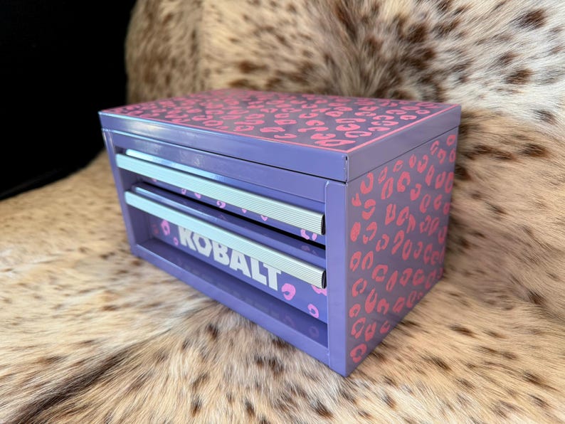 Western Leopard Print Mini Kobalt Purple Tool Box - Customized With ...