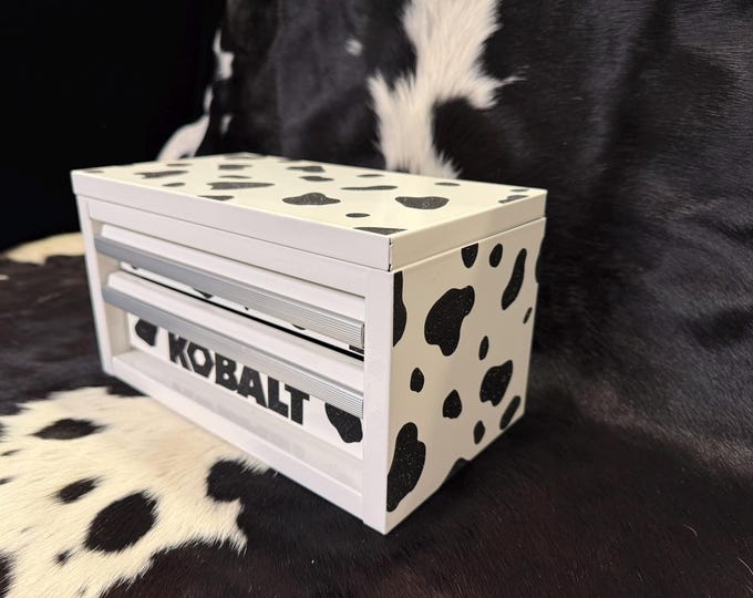 Western Cow Print Mini Kobalt Tool Box - Customized With Permanent ...
