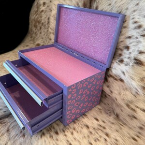 Western Leopard Print Mini Kobalt Purple Tool Box - Customized With ...