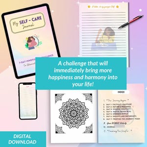 Self Care Journal, 7 Day Mindfulness Challenge Journal, Affirmation ...