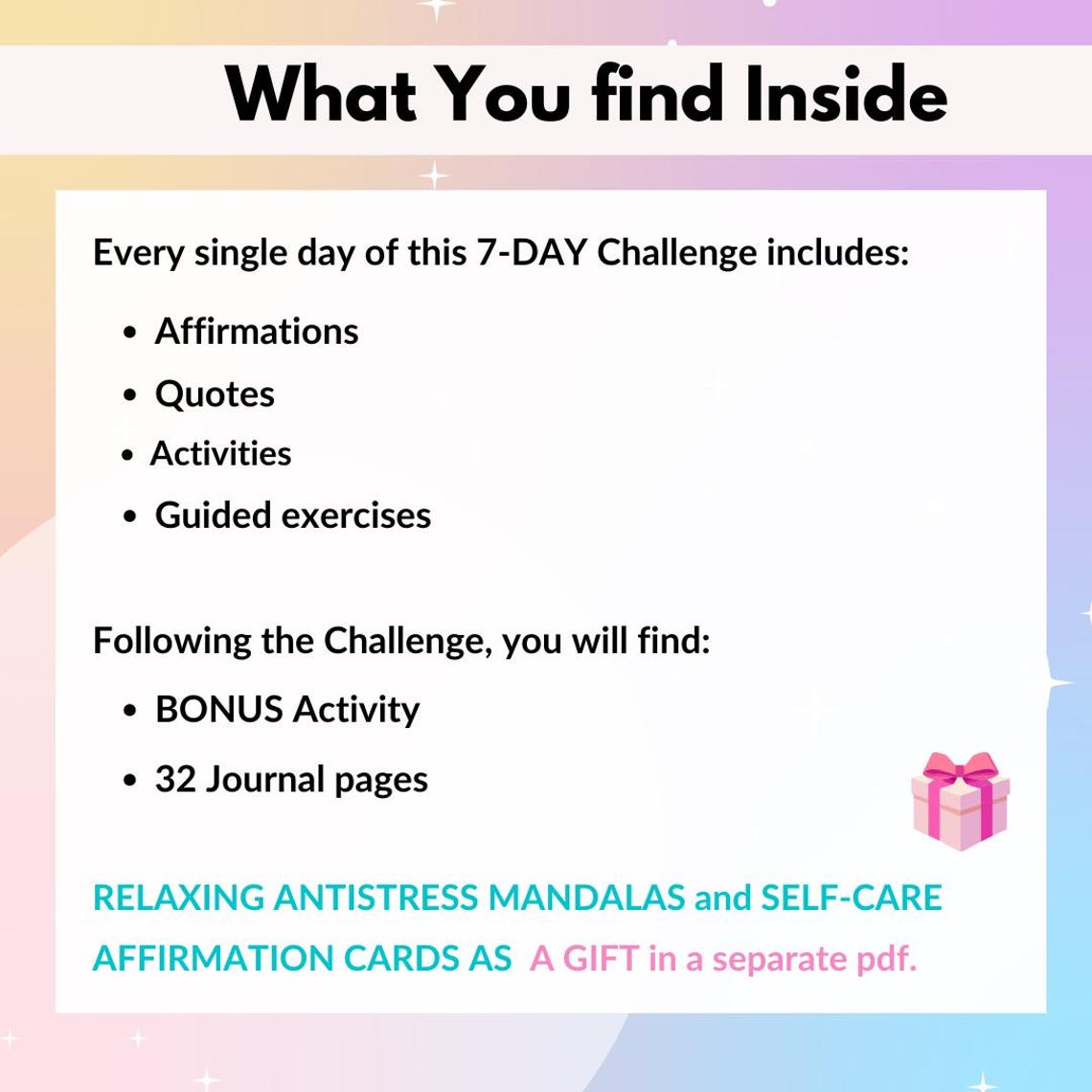 Self Care Journal, 7 Day Mindfulness Challenge Journal, Affirmation ...