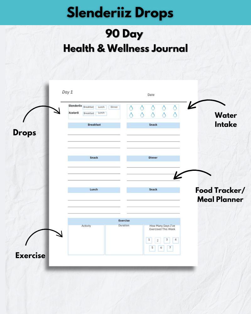90 Day Slenderiiz Drops Journal, Daily Food Tracker, Mindset Journal ...