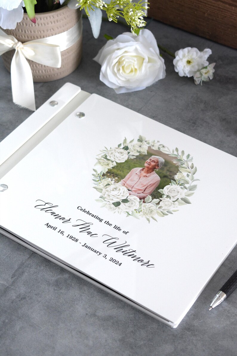 Custom Photo Memorial Guest Book, Celebration of Life Memory Book, Loss ...