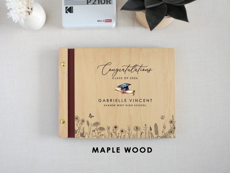 Personalized 2026 Graduation Guest Book, Floral Grad Party Sign in Book ...