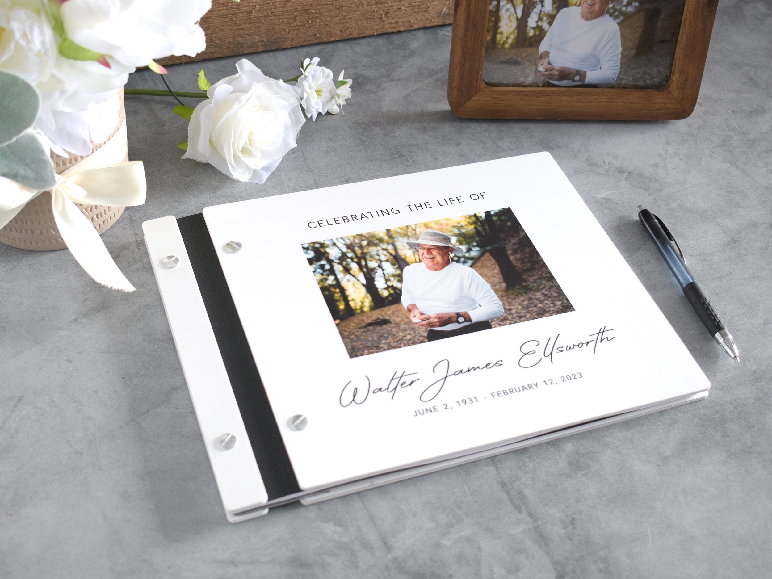 Custom Photo Memorial Guest Book, Celebration of Life Memory Book, Loss ...