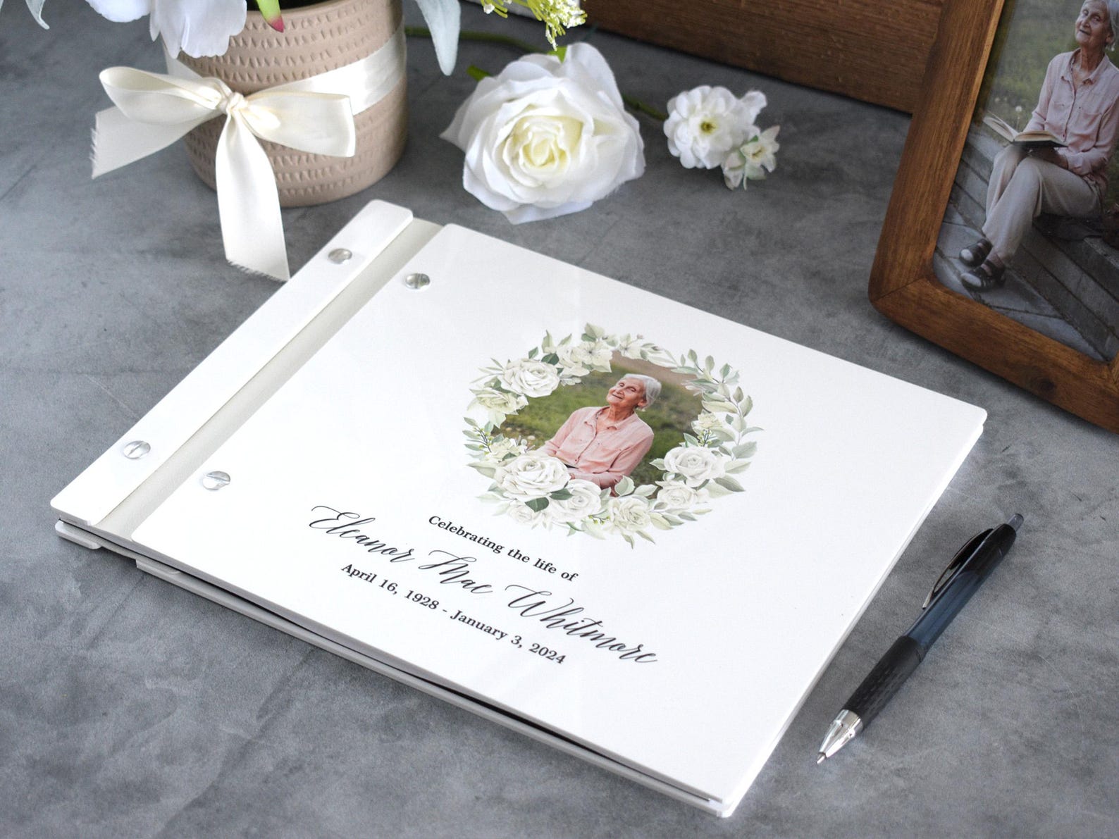 Custom Photo Memorial Guest Book, Celebration of Life Memory Book, Loss ...