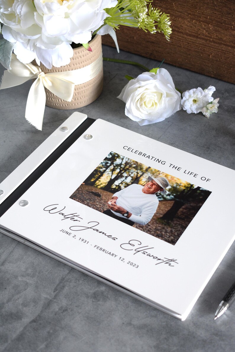 Custom Photo Memorial Guest Book, Celebration of Life Memory Book, Loss ...