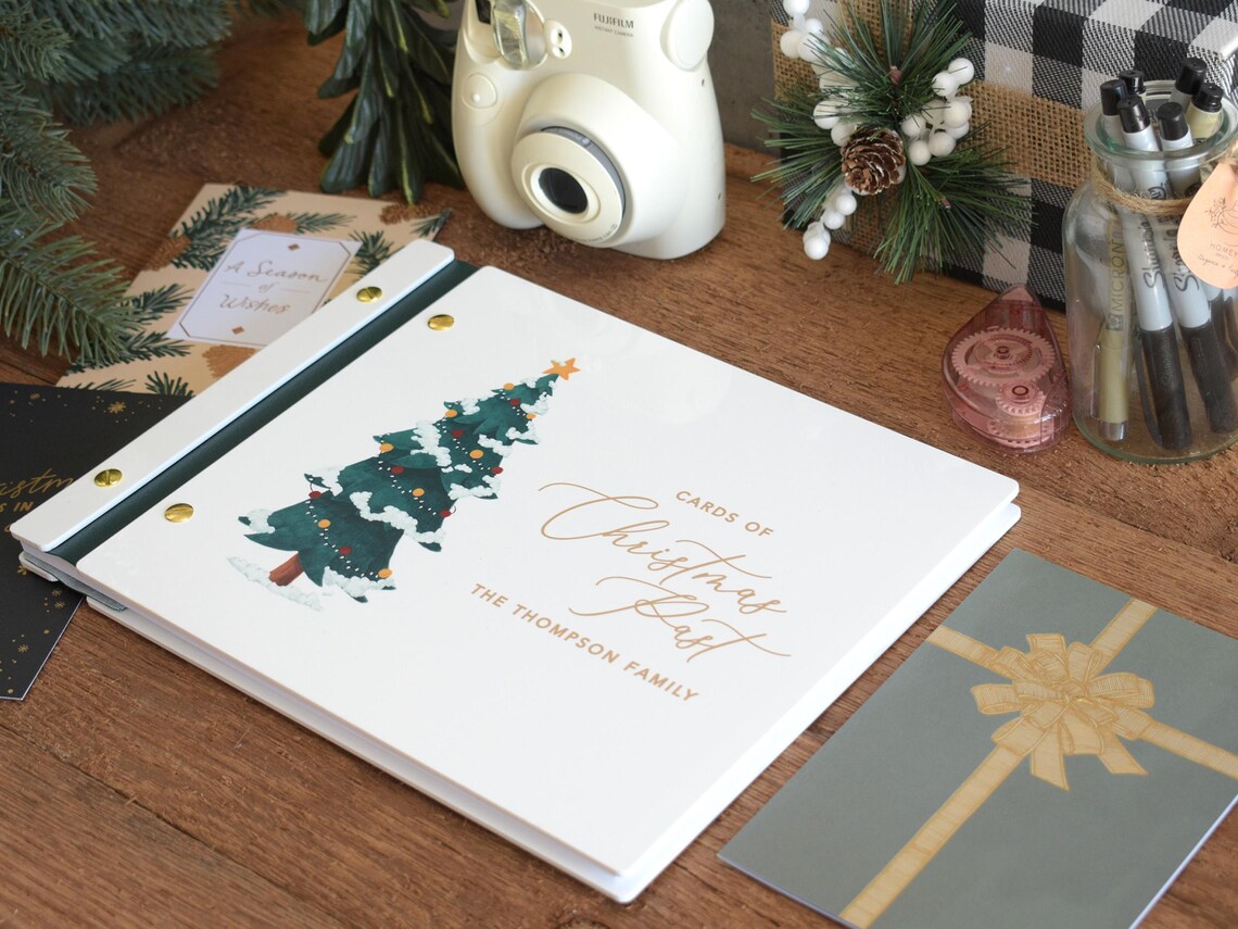 Christmas Tree Holiday Card Album, Family Christmas Memory Book ...