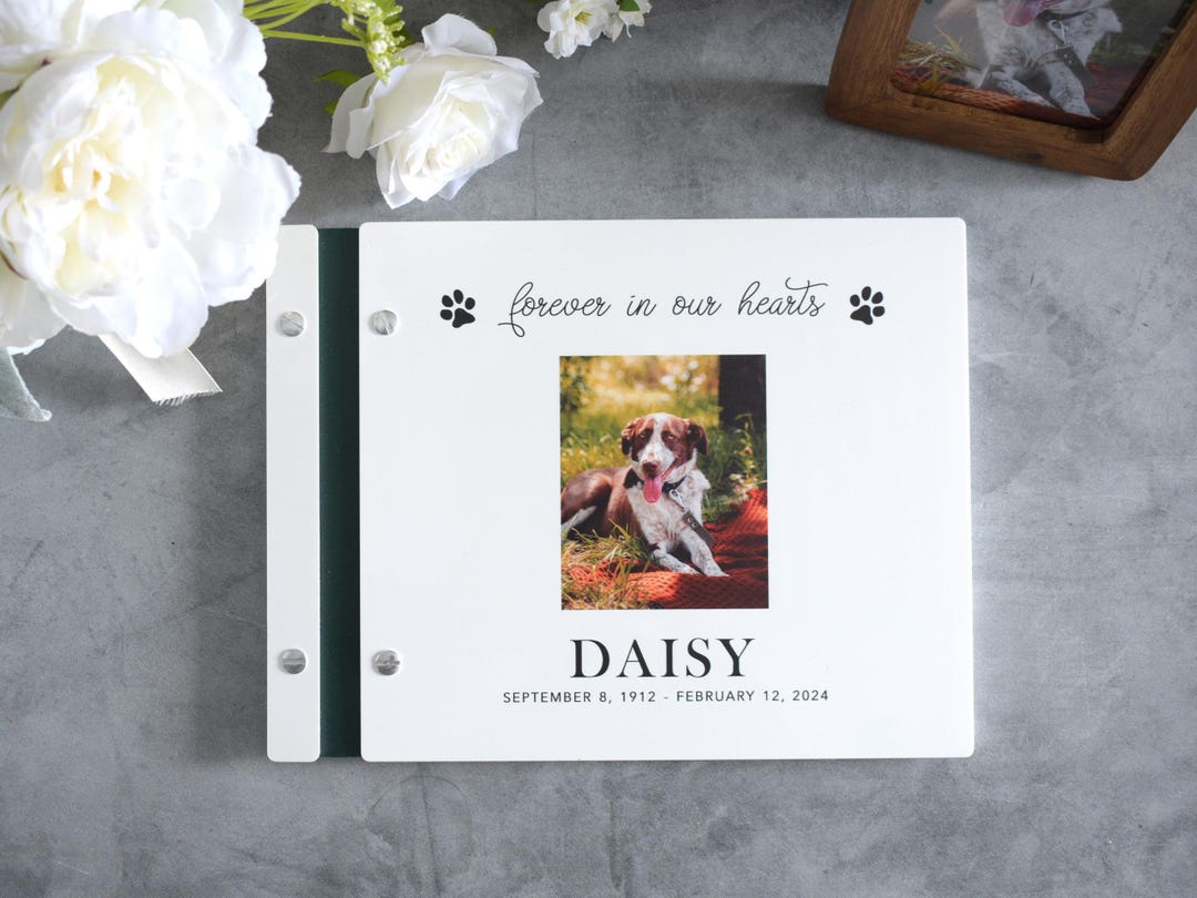 Personalized Pet Memorial Book, Custom Pet Memory Book, Dog Memorial ...
