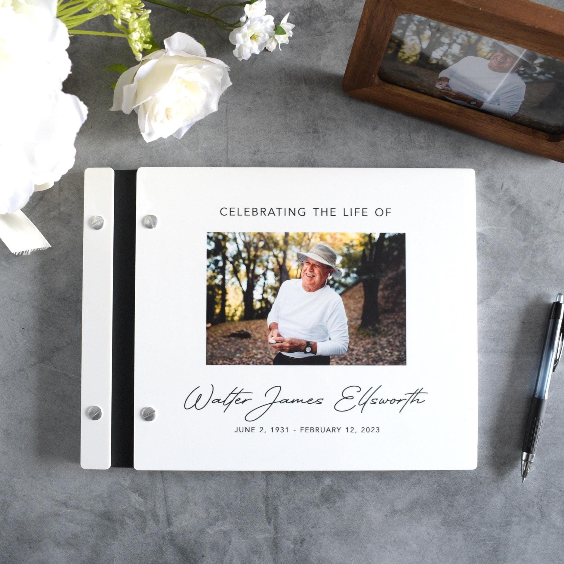 Custom Photo Memorial Guest Book, Celebration of Life Memory Book, Loss ...