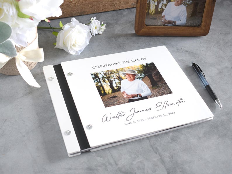 Custom Photo Memorial Guest Book, Celebration of Life Memory Book, Loss ...