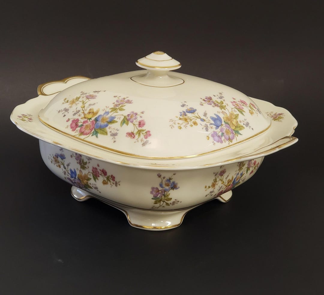 Vintage Thomas Ivory Bavaria Floral, Lidded, Handled, Footed, Porcelain ...