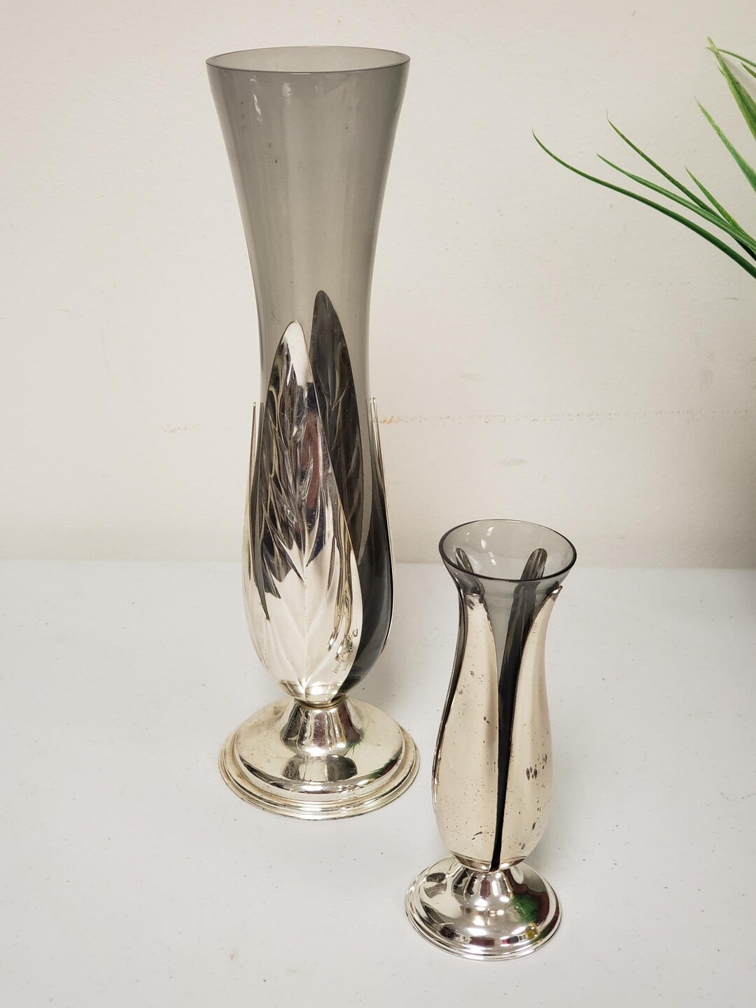 Lot of 2 Vintage Quist West Germany Silver Plated Base Tulip Bud Vase ...