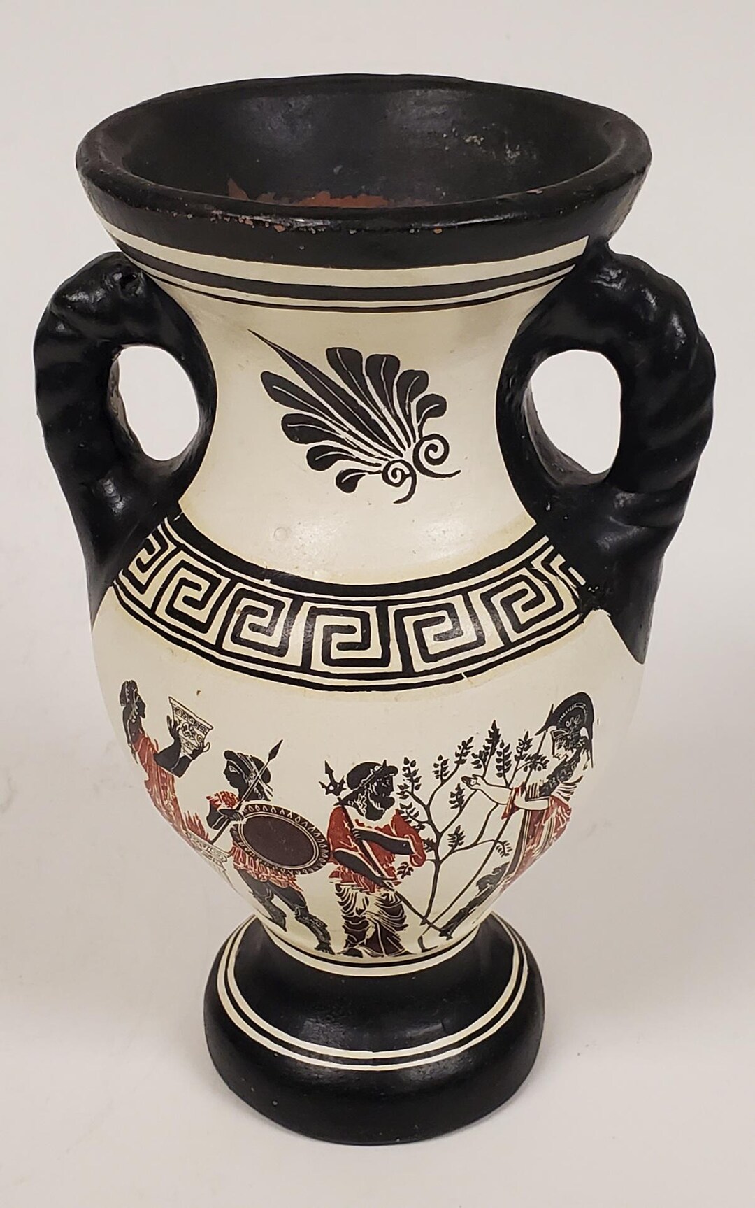 Vintage Handmade Greek Pottery Amphora Vase - Mythological Scenes Made ...