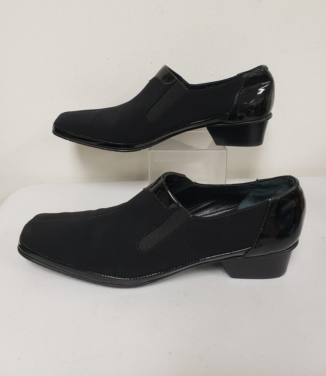 Vintage Amalfi by Rangoni Black Suede Patent Leather Contrast Square ...
