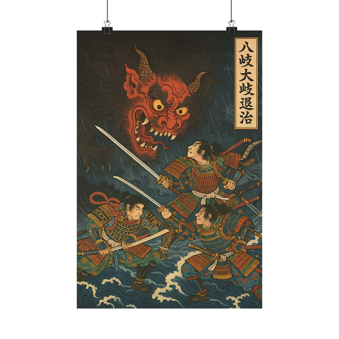 Samurai Vs Oni Demon Art Print | Ukiyo-e Japanese Mythology - Etsy