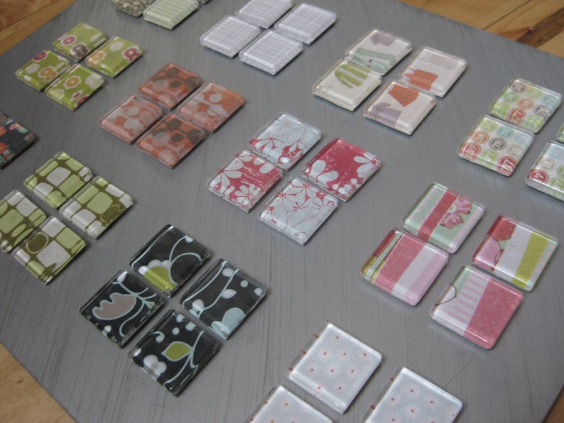 Gray Grid Lines on White Square Glass Magnets Set of 4 - Etsy