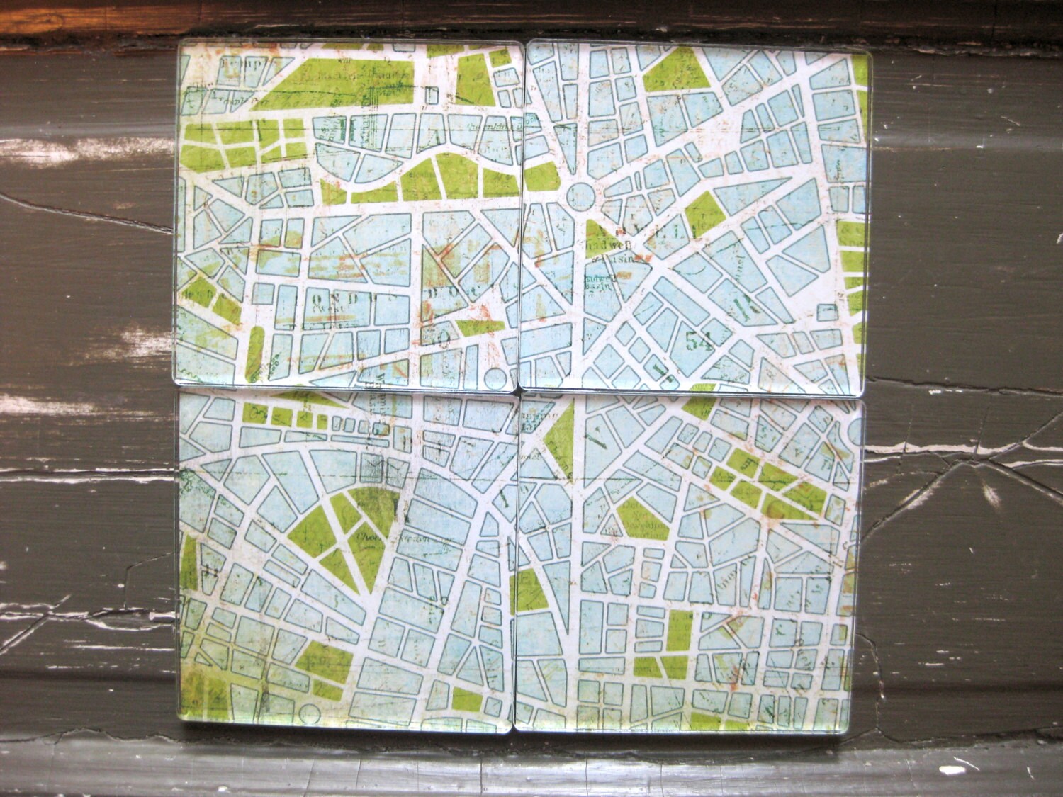 City Block Map Square Acrylic Coasters Set of 4 - Etsy