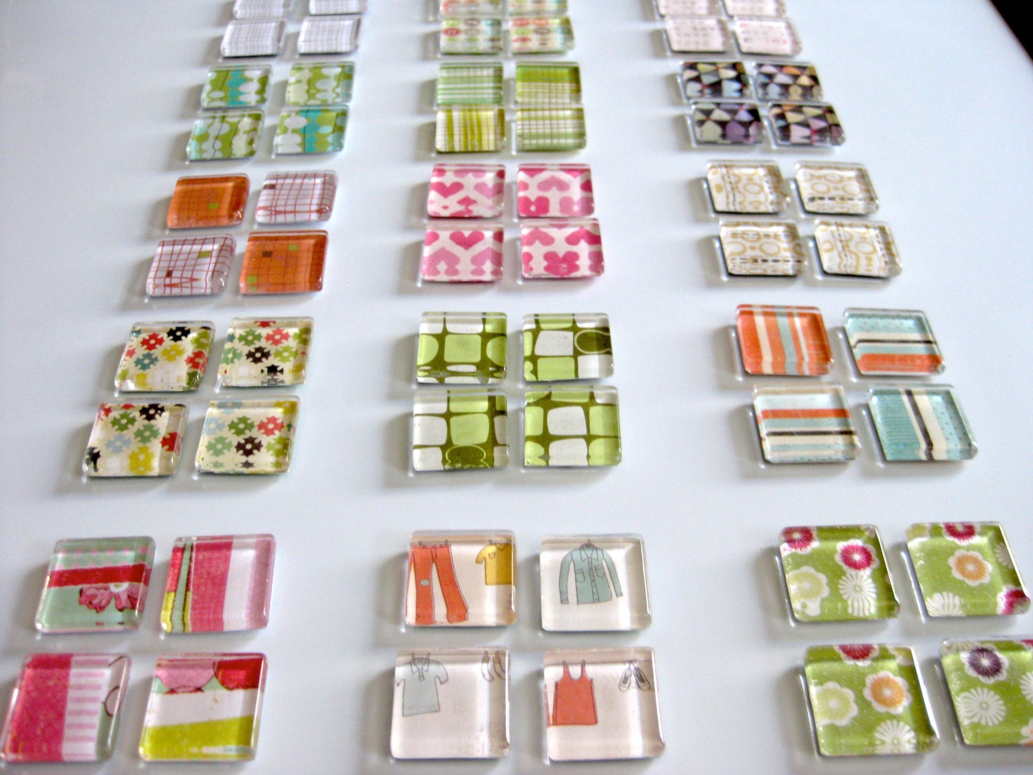 Green and Yellow Lines Square Glass Magnets Set of 4 - Etsy