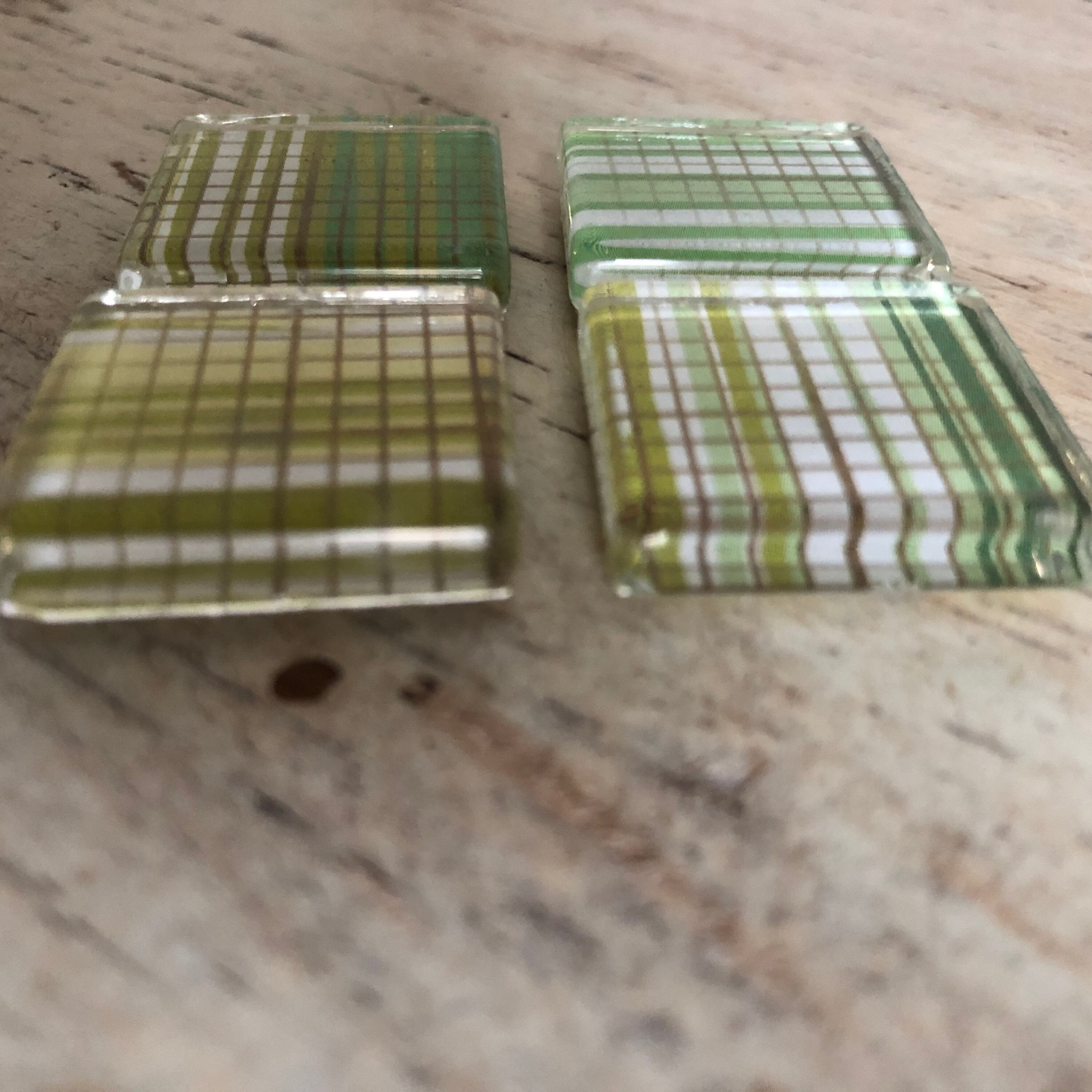 Green and Yellow Lines Square Glass Magnets Set of 4 - Etsy