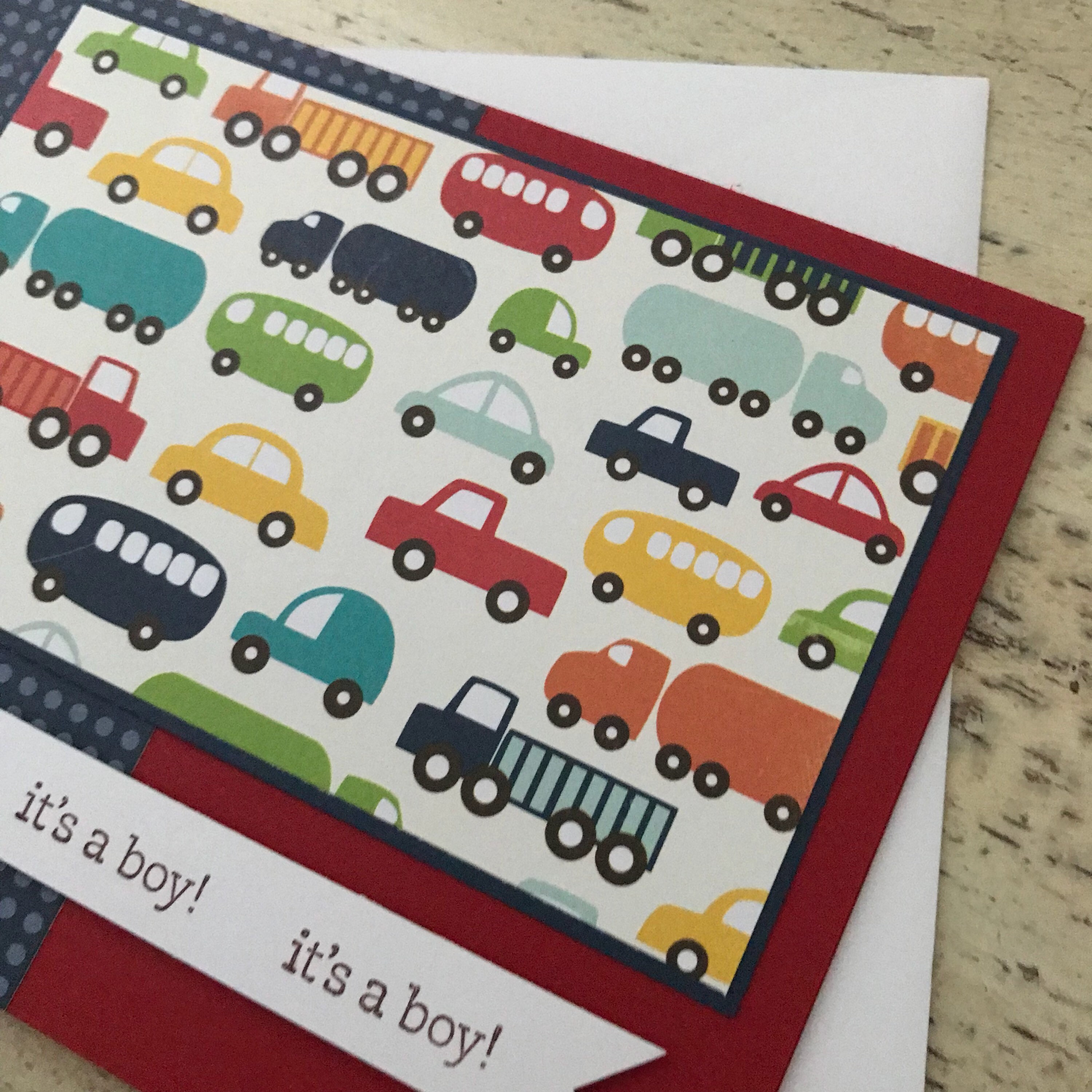 It's a Boy With Trucks and Cars - Handmade Greeting Card - Etsy