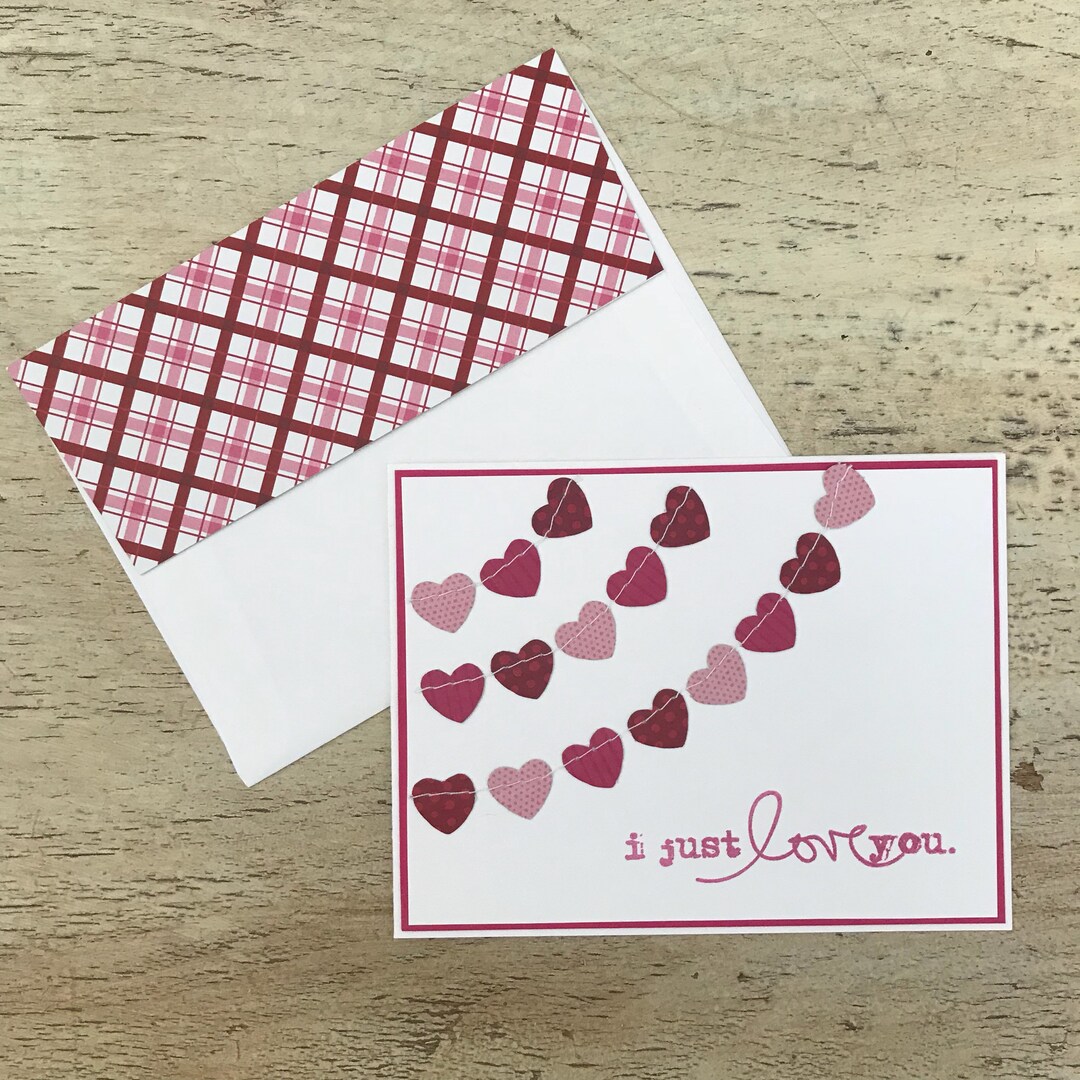 I Just Love You With Paper Heart Banners Handmade Greeting Card - Etsy