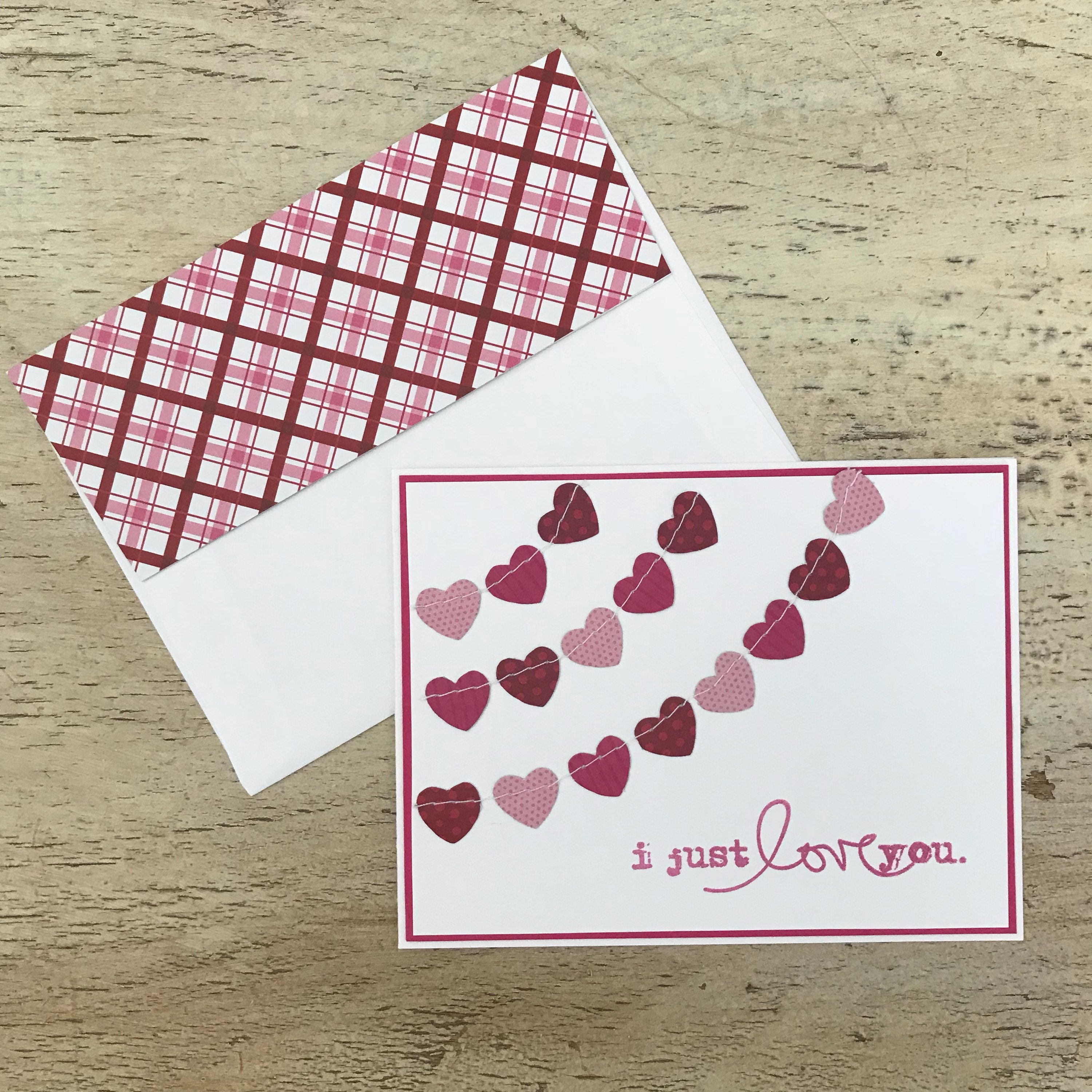 I Just Love You With Paper Heart Banners Handmade Greeting - Etsy