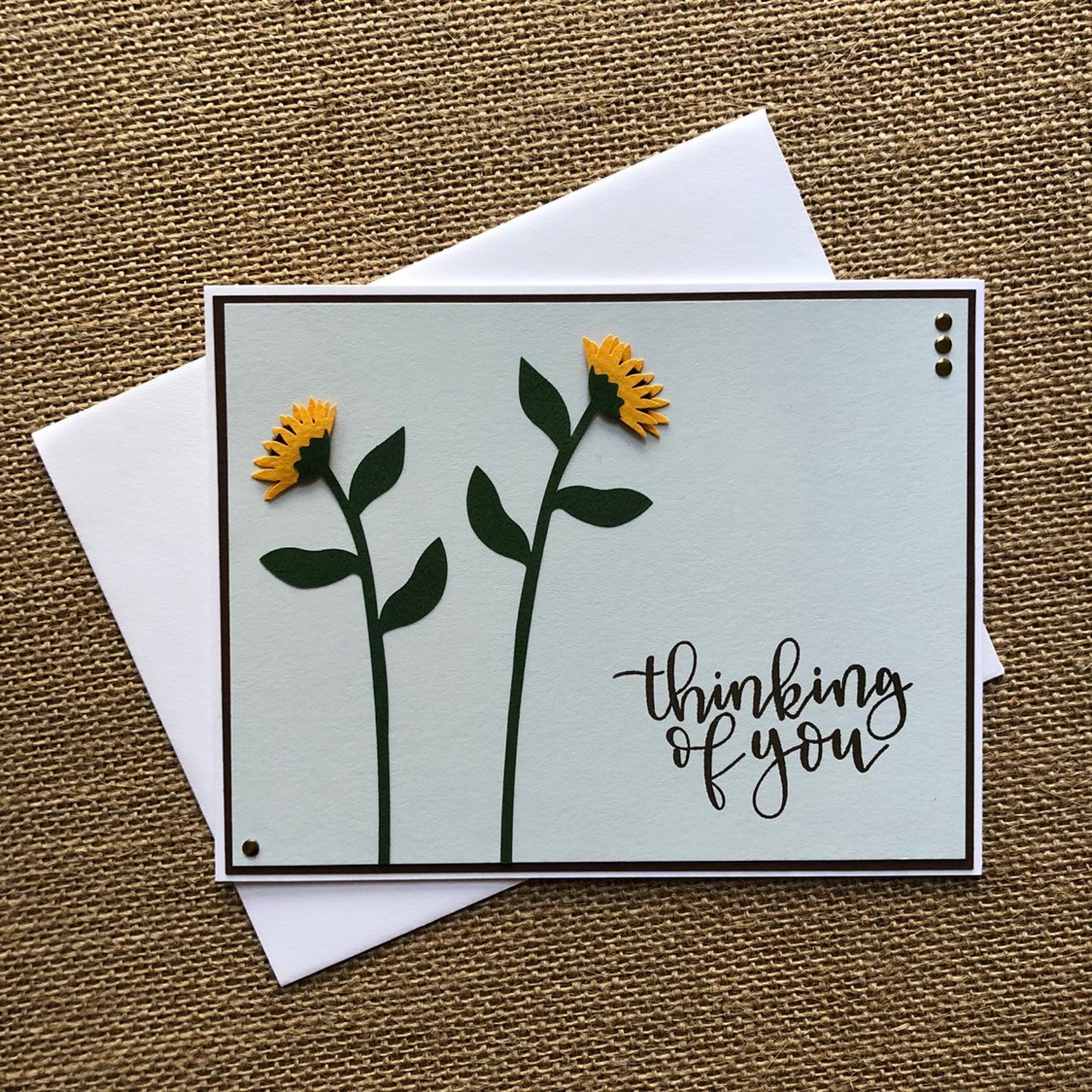 Thinking of You With Sunflower Embellishments - Handmade Greeting Card ...