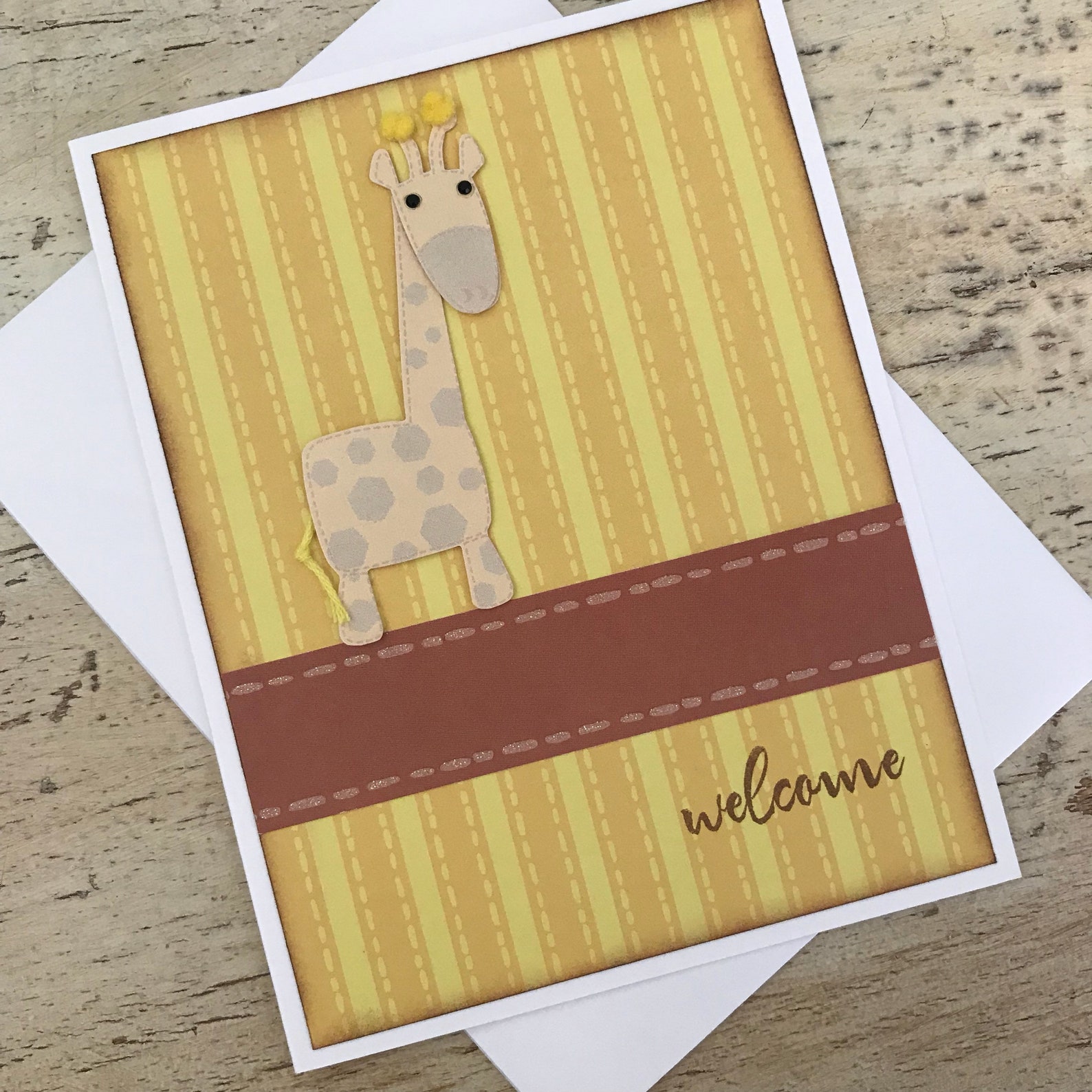 Welcome With Giraffe Handmade Baby Greeting Card - Etsy