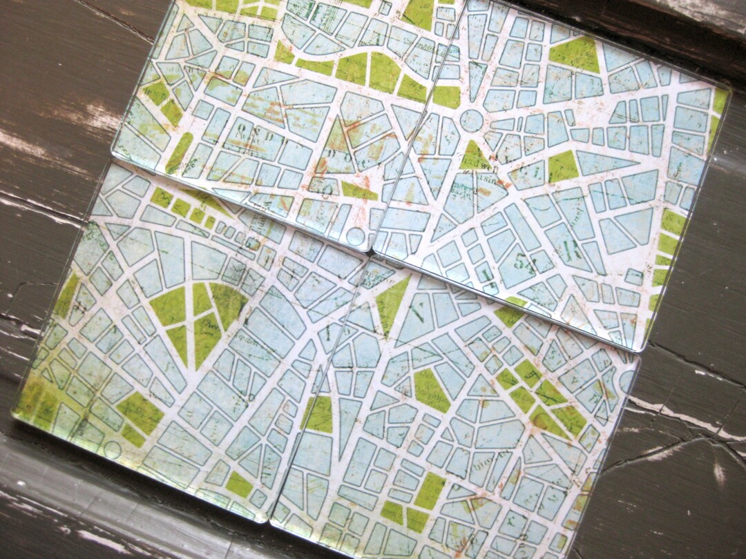 City Block Map Square Acrylic Coasters Set of 4 - Etsy