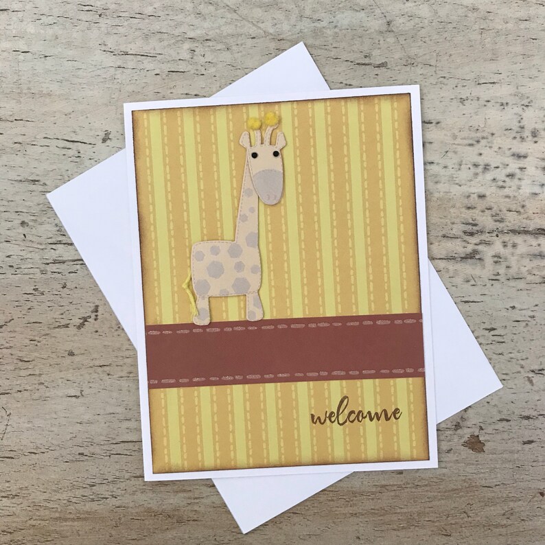 Welcome With Giraffe Handmade Baby Greeting Card - Etsy