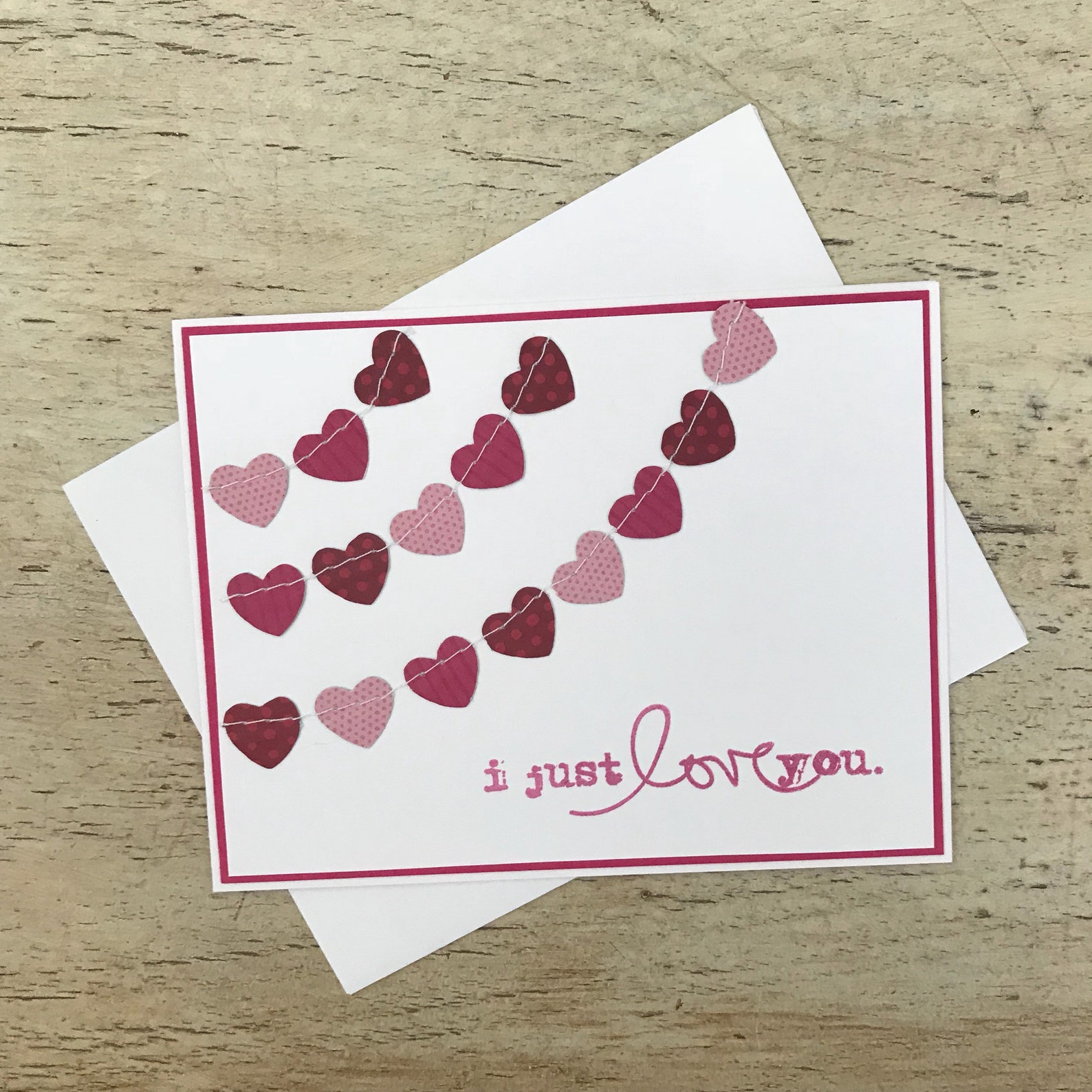 I Just Love You With Paper Heart Banners Handmade Greeting Card - Etsy