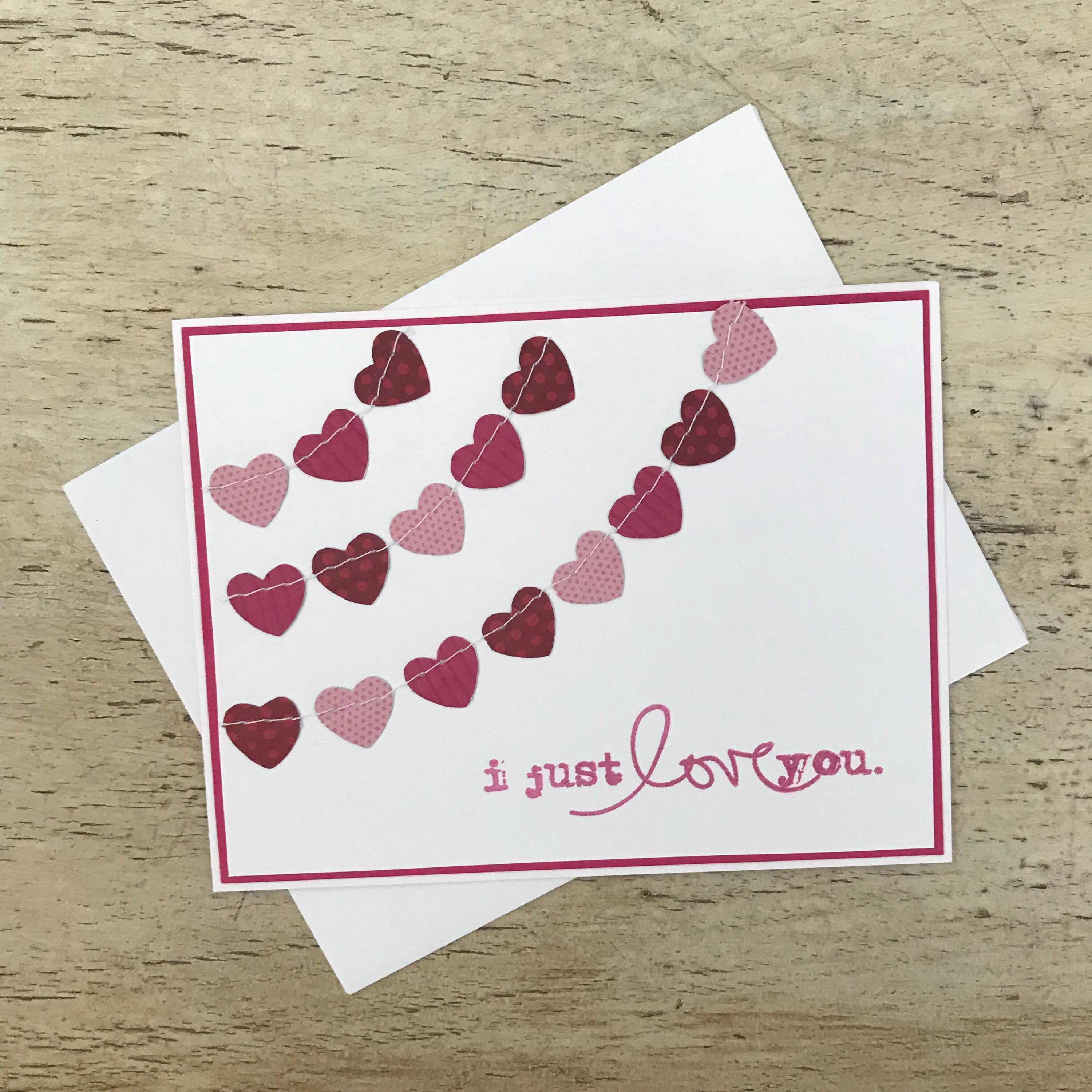 I Just Love You With Paper Heart Banners Handmade Greeting - Etsy