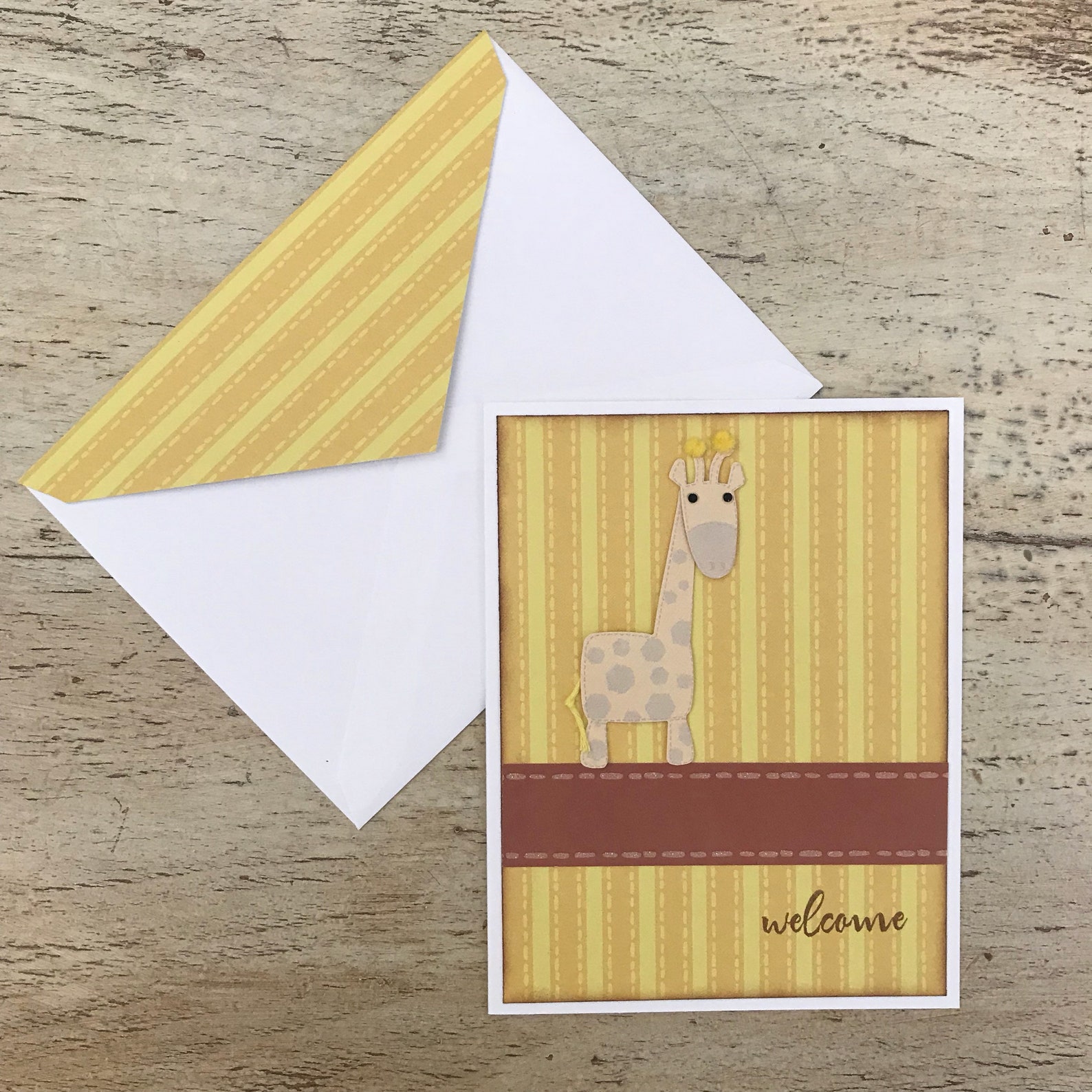 Welcome With Giraffe Handmade Baby Greeting Card - Etsy