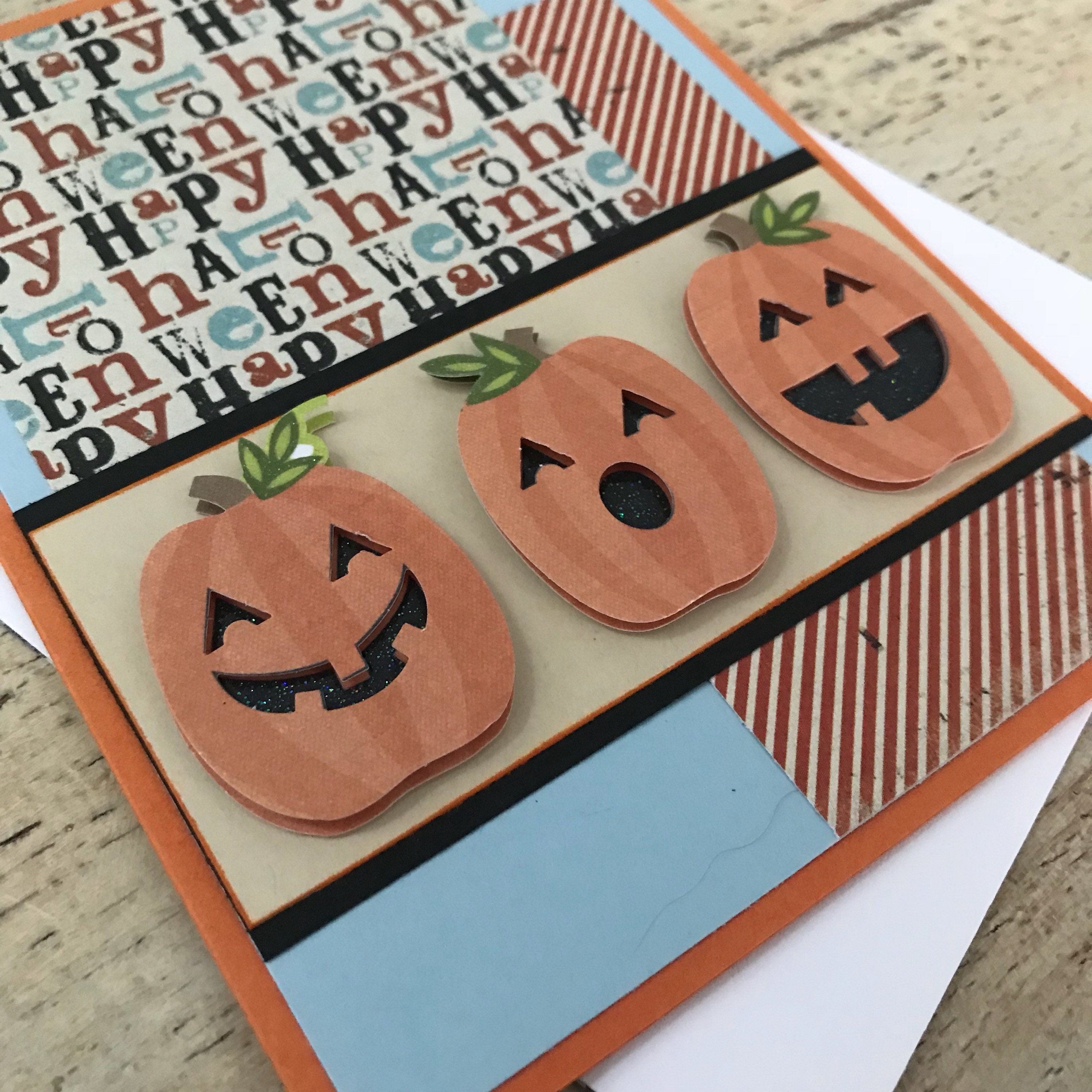 Happy Halloween With 3D Jack-o-lantern Embellishments Handmade Greeting ...