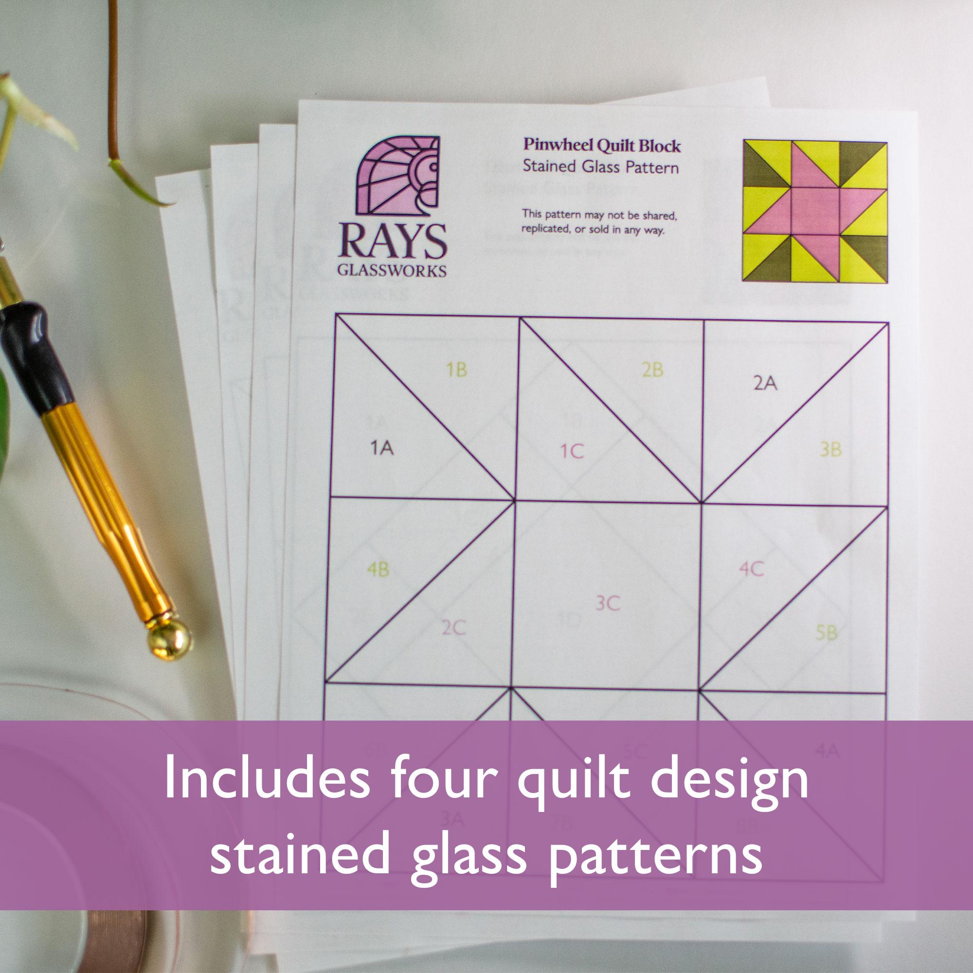 BUNDLE 4 Quilt Block Stained Glass Patterns Digital Download - Etsy