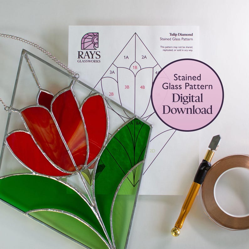 Tulip Diamond Stained Glass Pattern Digital Download - Etsy