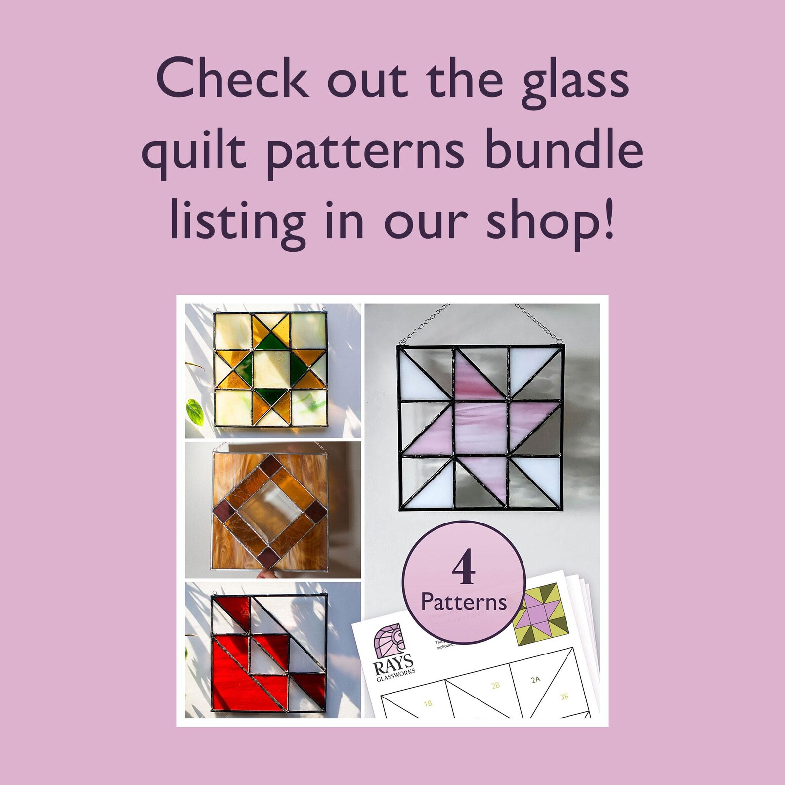 Pinwheel Quilt Block Stained Glass Pattern Digital Download - Etsy
