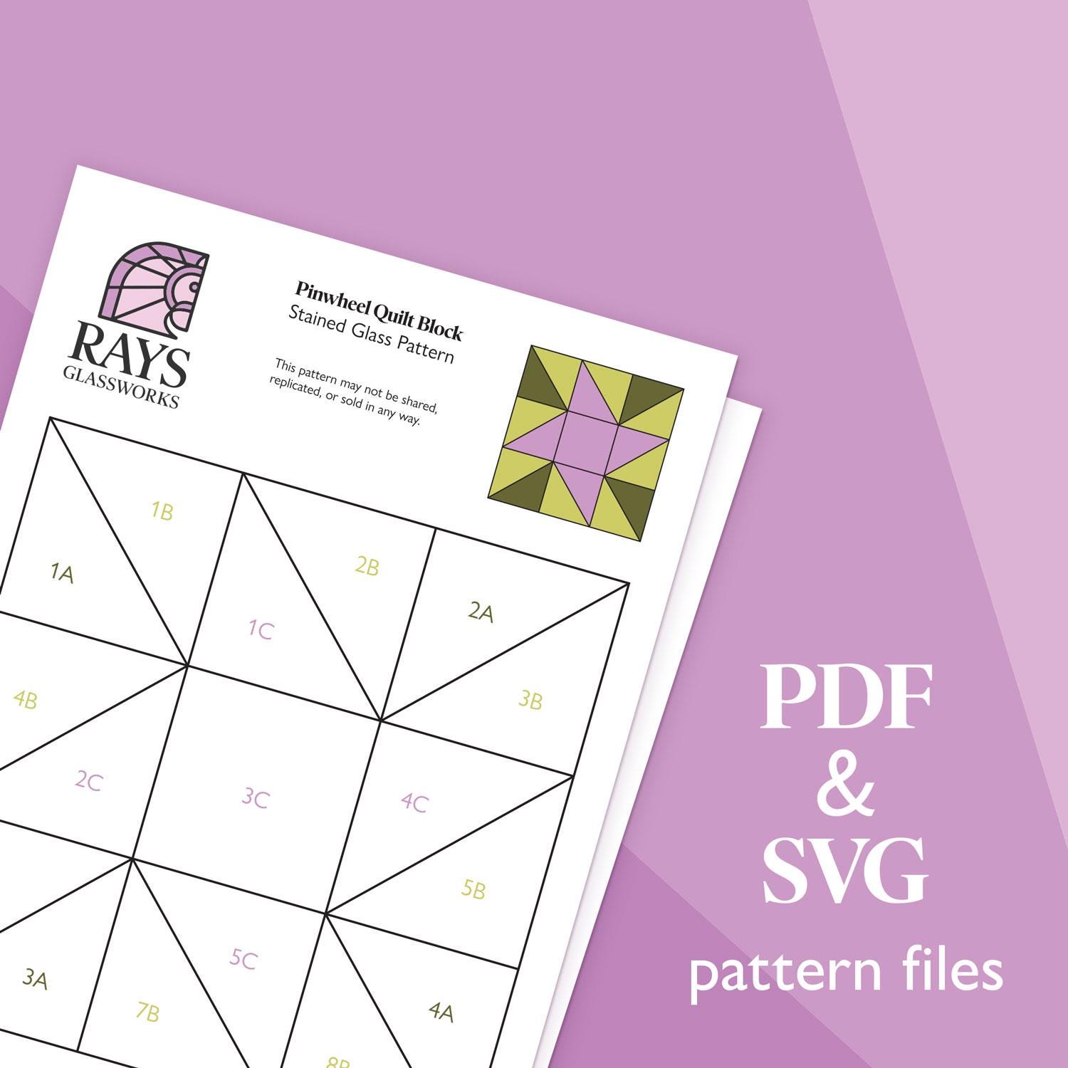 Pinwheel Quilt Block Stained Glass Pattern Digital Download - Etsy