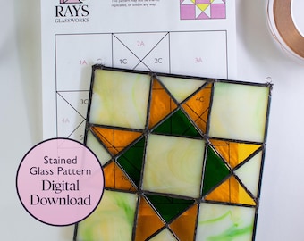 Pinwheel Quilt Block Stained Glass Pattern Digital Download - Etsy