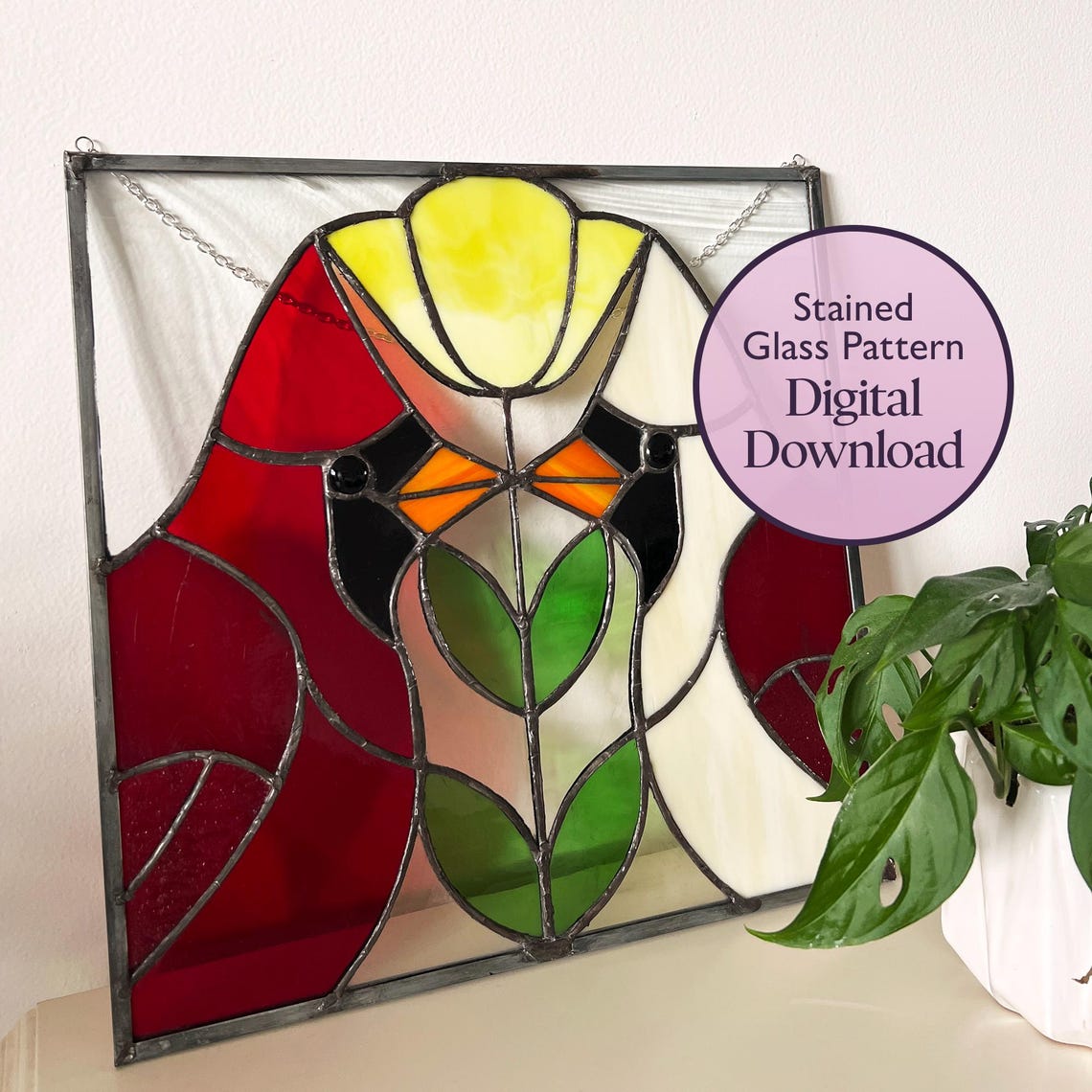 Cardinals Stained Glass Pattern Digital Download - Etsy