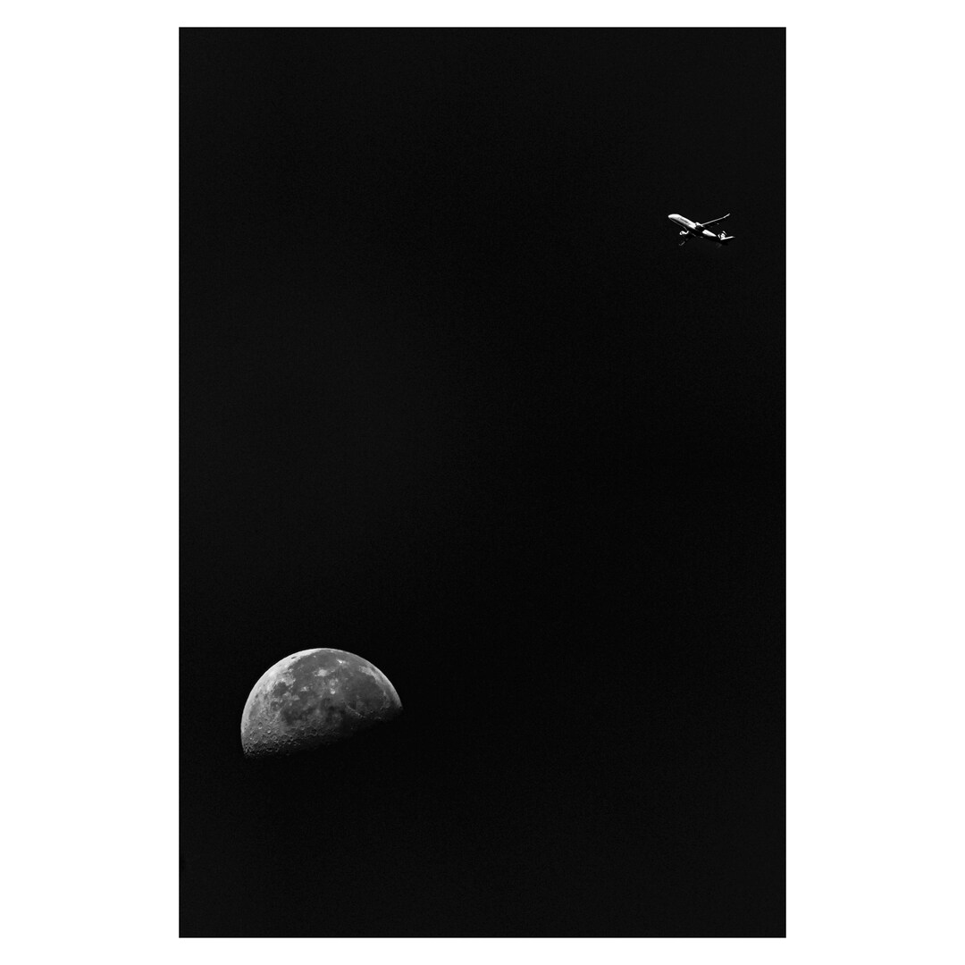 Daybreak Flight: Sunlit Plane and Moon Over San Francisco Bay - Etsy