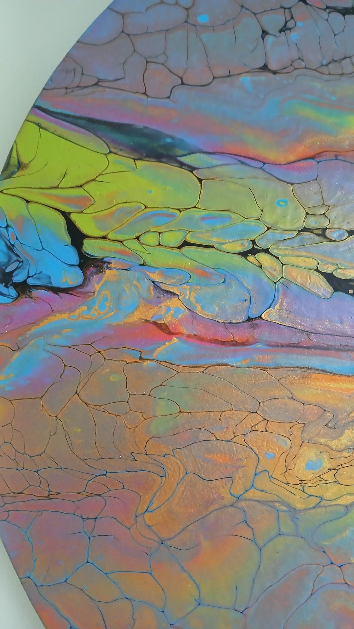 Acrylic Pour, Multi-colour Painting, on Round Stretched Canvas - Etsy