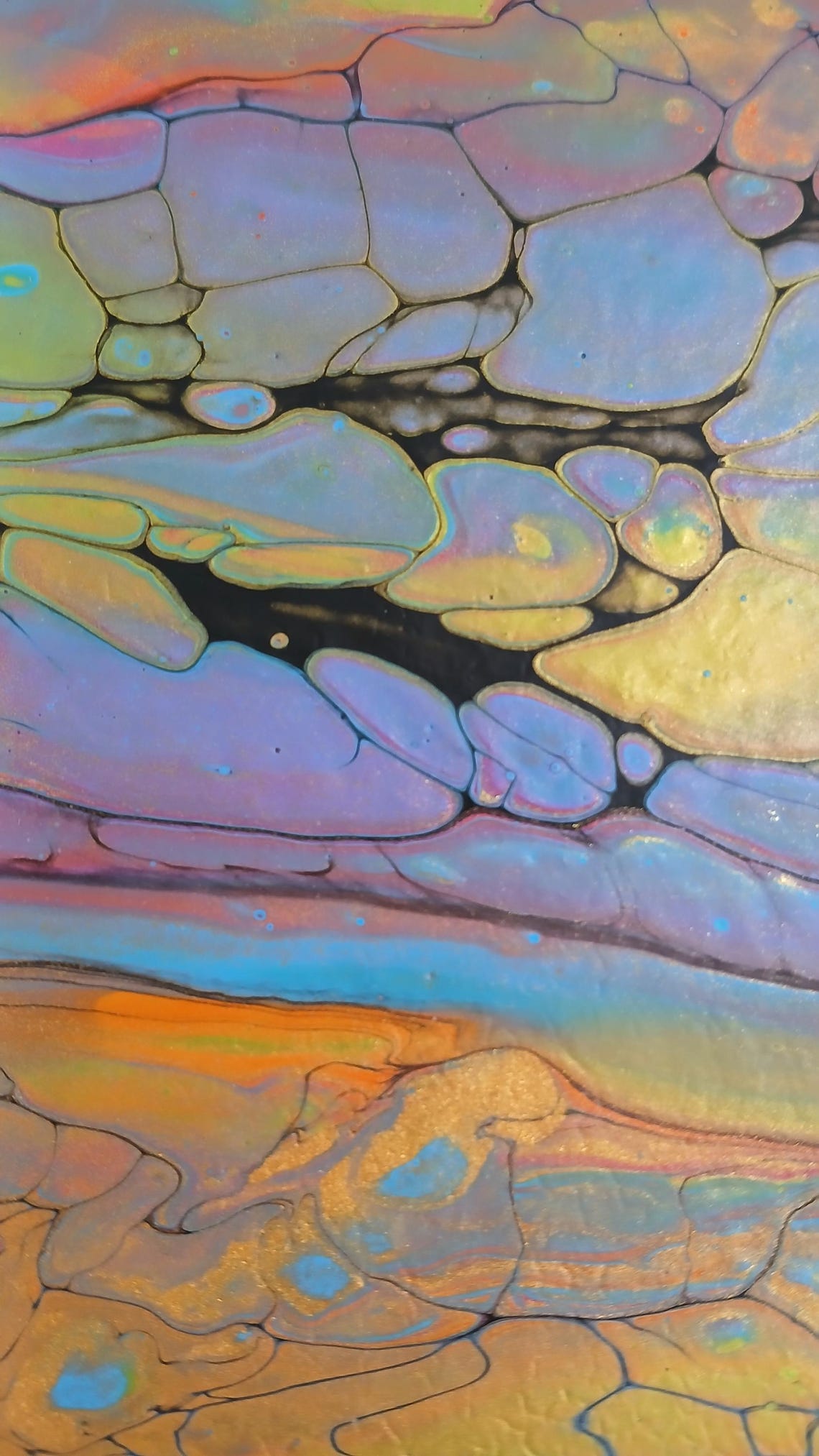 Acrylic Pour, Multi-colour Painting, on Round Stretched Canvas - Etsy