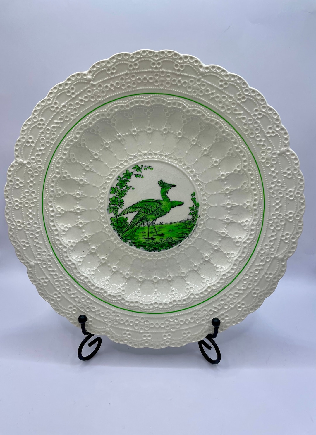 Spode's Jewel Copeland Plate. Made in England. Ivory With Vibrant Green ...