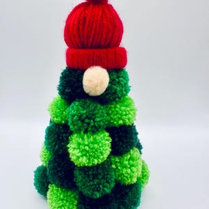 Handmade Yarn Pompom Christmas Gonk Tree: Red Hat Gnome Decor - Etsy