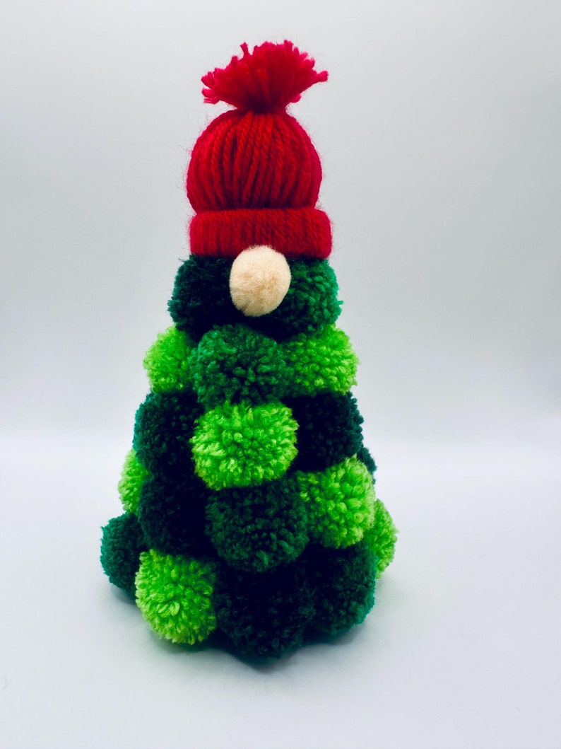 Handmade Yarn Pompom Christmas Gonk Tree: Red Hat Gnome Decor - Etsy