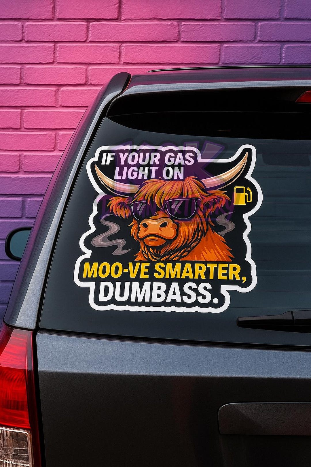 Funny Cow Car Decal: "moo-ve Smarter" Sarcastic Humor (JPEG Digital ...