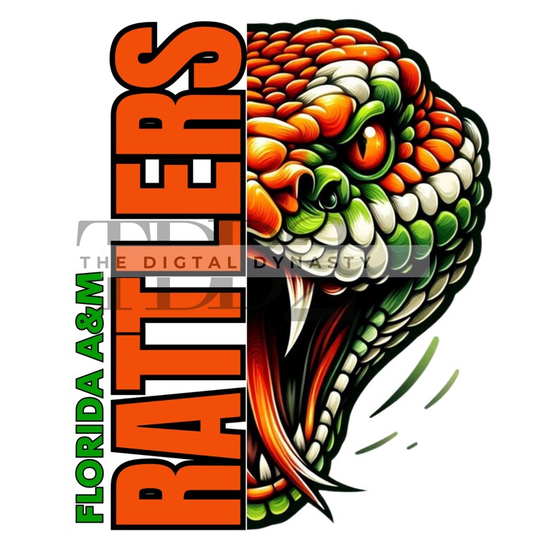 FAMU Rattlers Mascot PNG: HBCU Pride, Orange Green Snake (digital ...