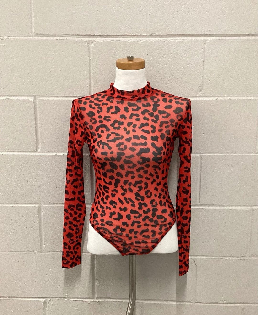 Vintage 1980s Sheer Red Leopard Print Body Suit. Size M - Etsy